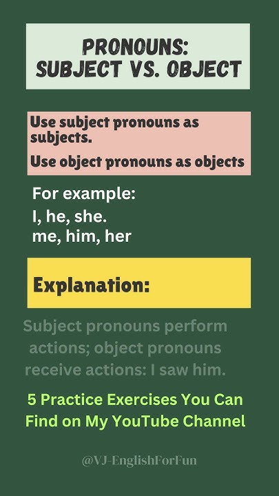 Pronouns: Subject vs Object #shorts - YouTube