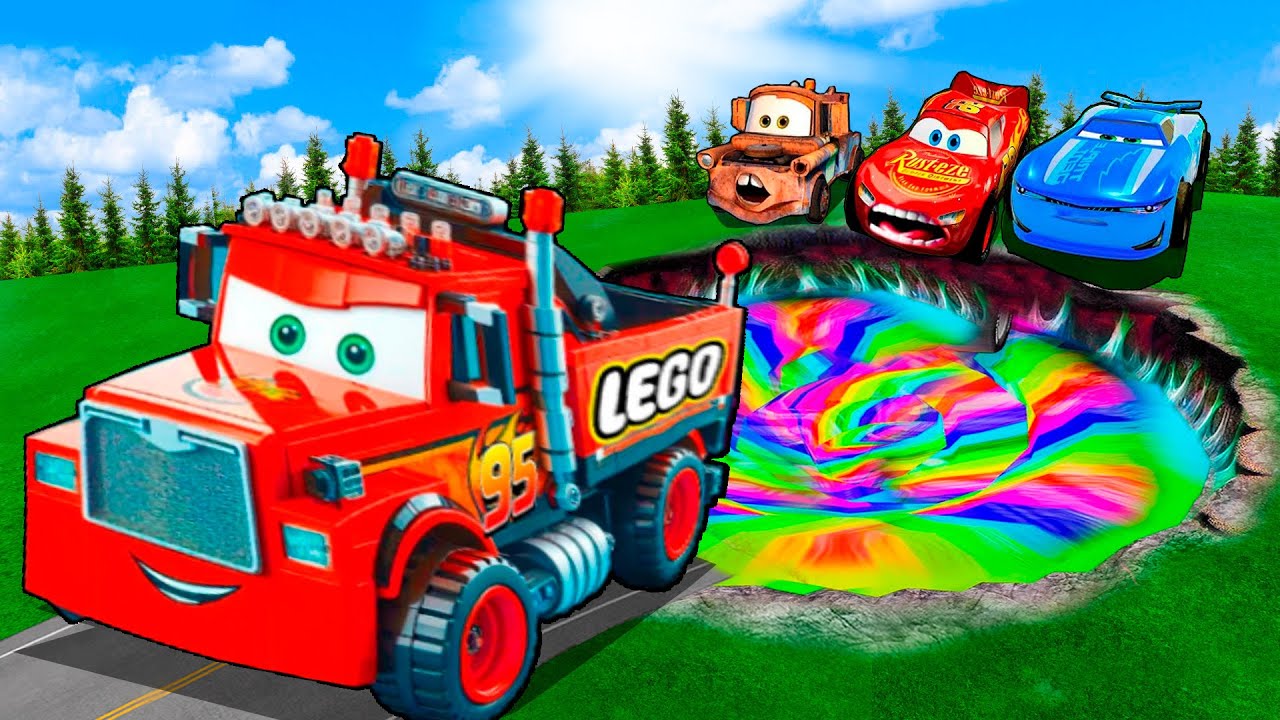Mega pits with Evil Mcqueen and Monster Cars Vs Big & Small Lightning ...