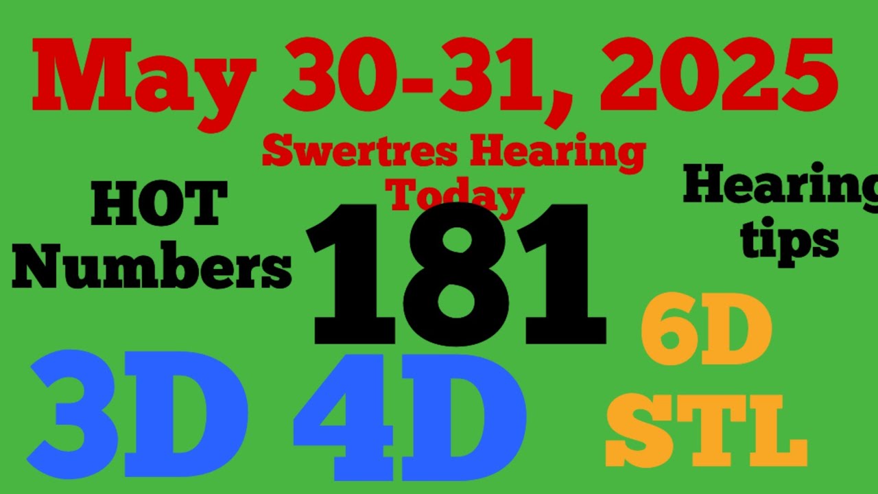Swertres Hearing Guide Tips 3D 4D 6D and STL May 30-31,2025 - YouTube