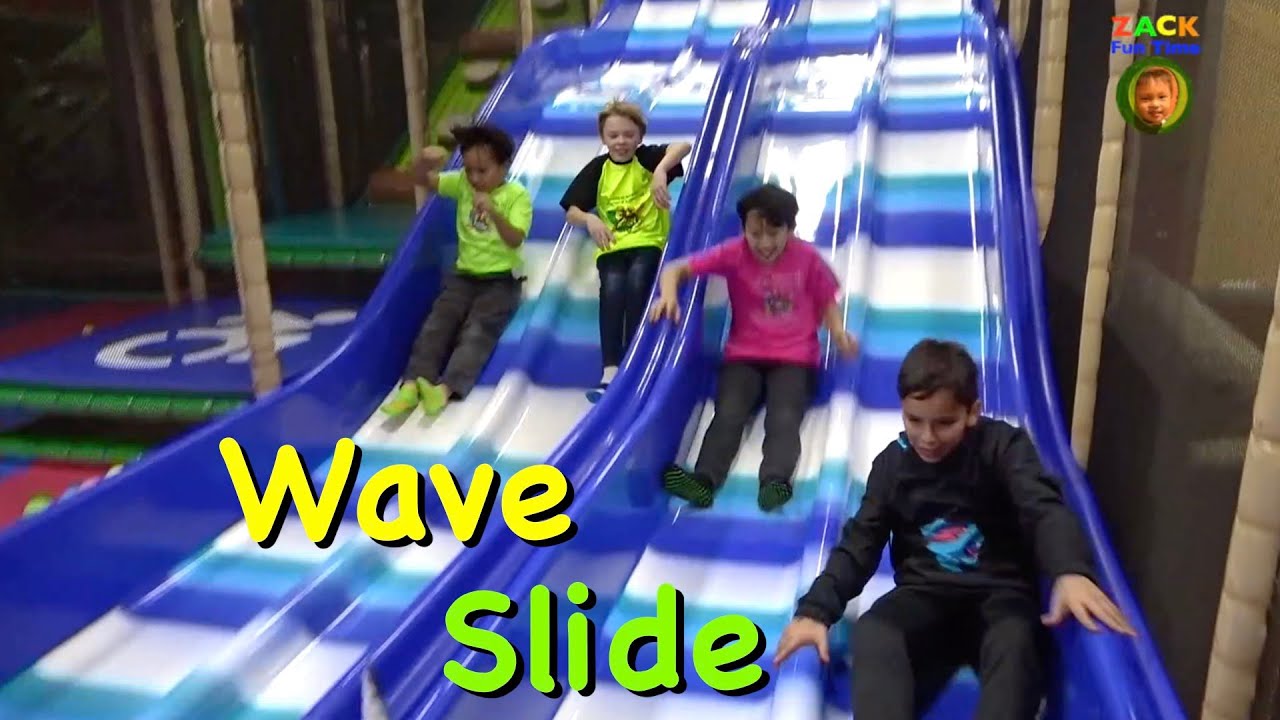 Having Fun Playing The Wave Slides At Indoor Playground - YouTube