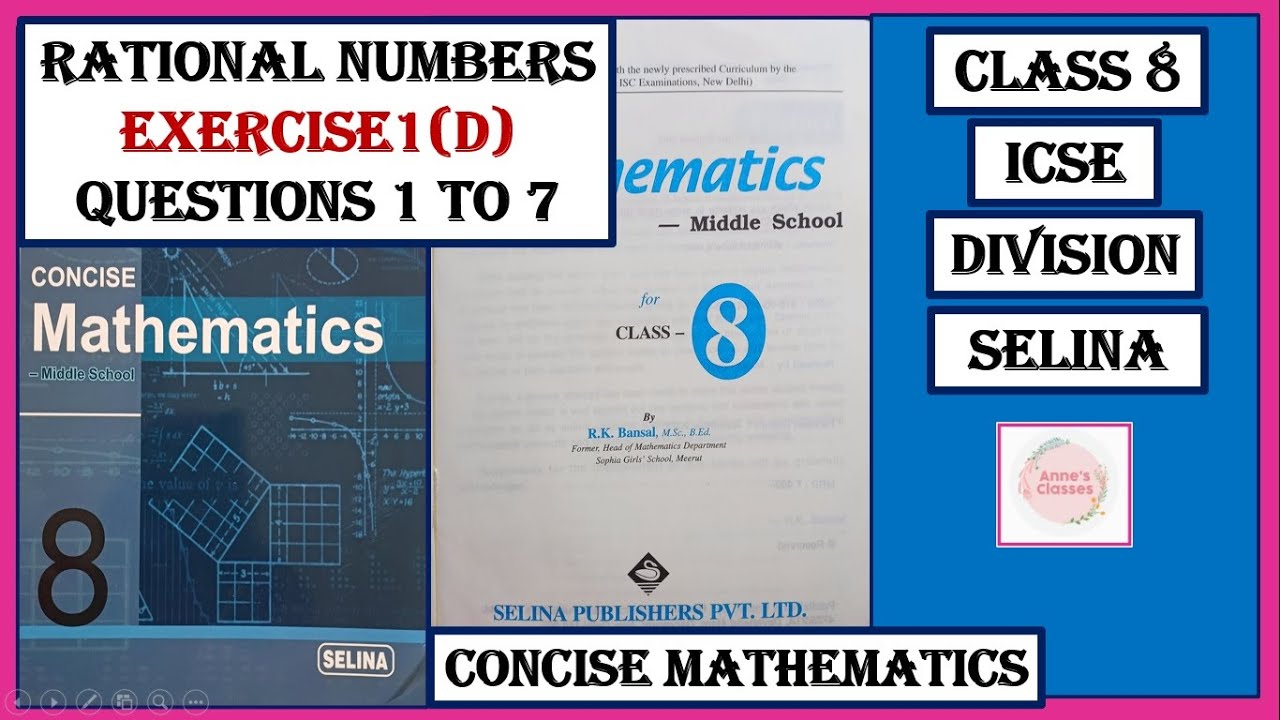 RATIONAL NUMBERS, EXERCISE 1 (D) QUESTIONS 1 to 7 - YouTube