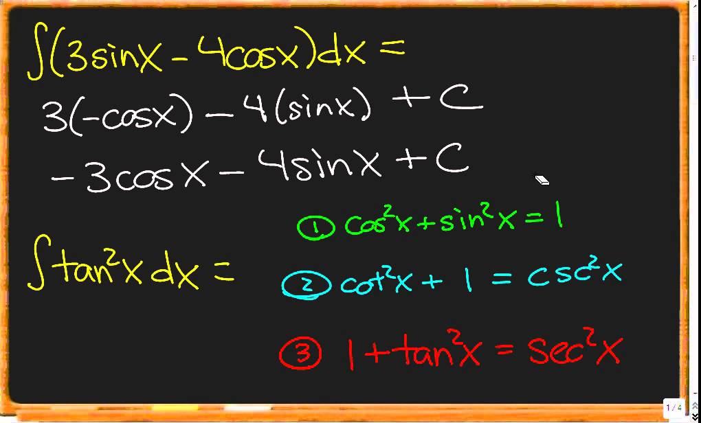 Integration of Trigonometric Functions Example Problems - YouTube