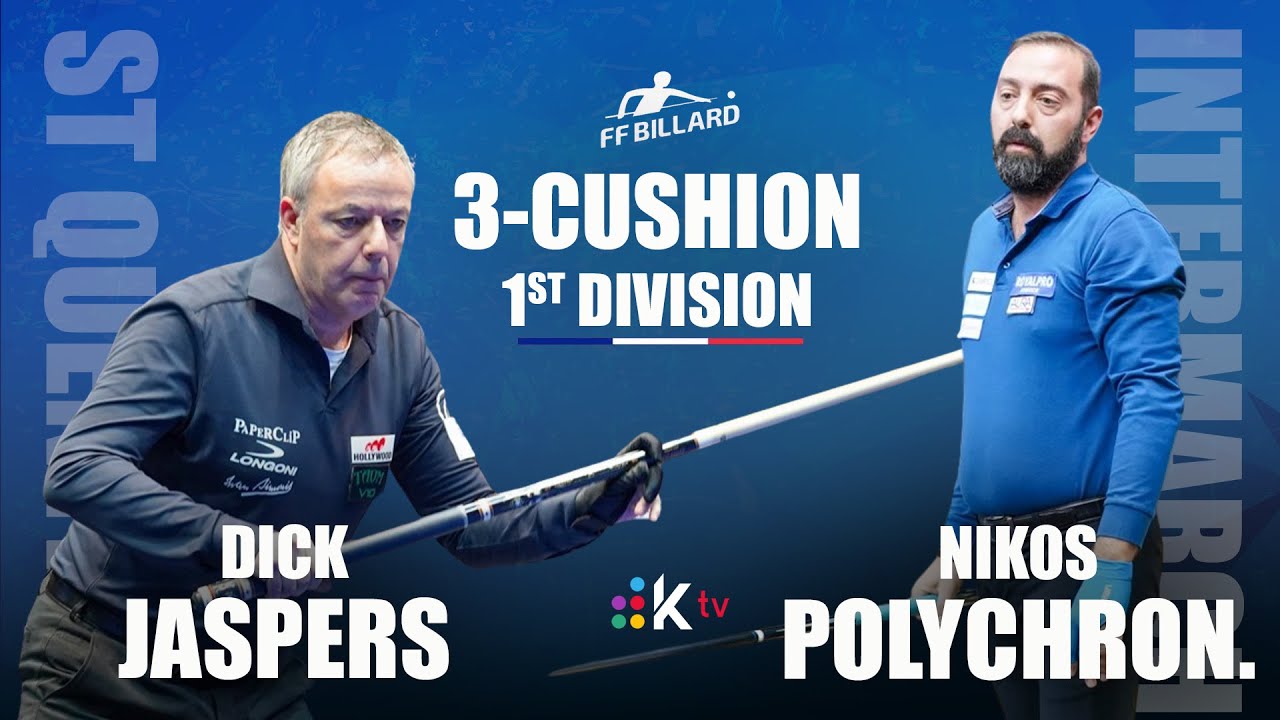 3-CUSHION French League - Dick JASPERS vs Nikos POLYCHRONOPOULOS - YouTube