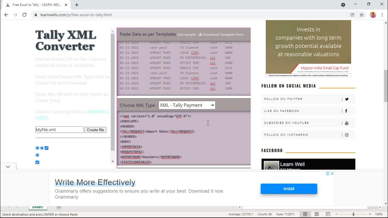 Free Excel to Tally Import - Unlimited Entries @LearnWell | Free XML converter for Tally - YouTube