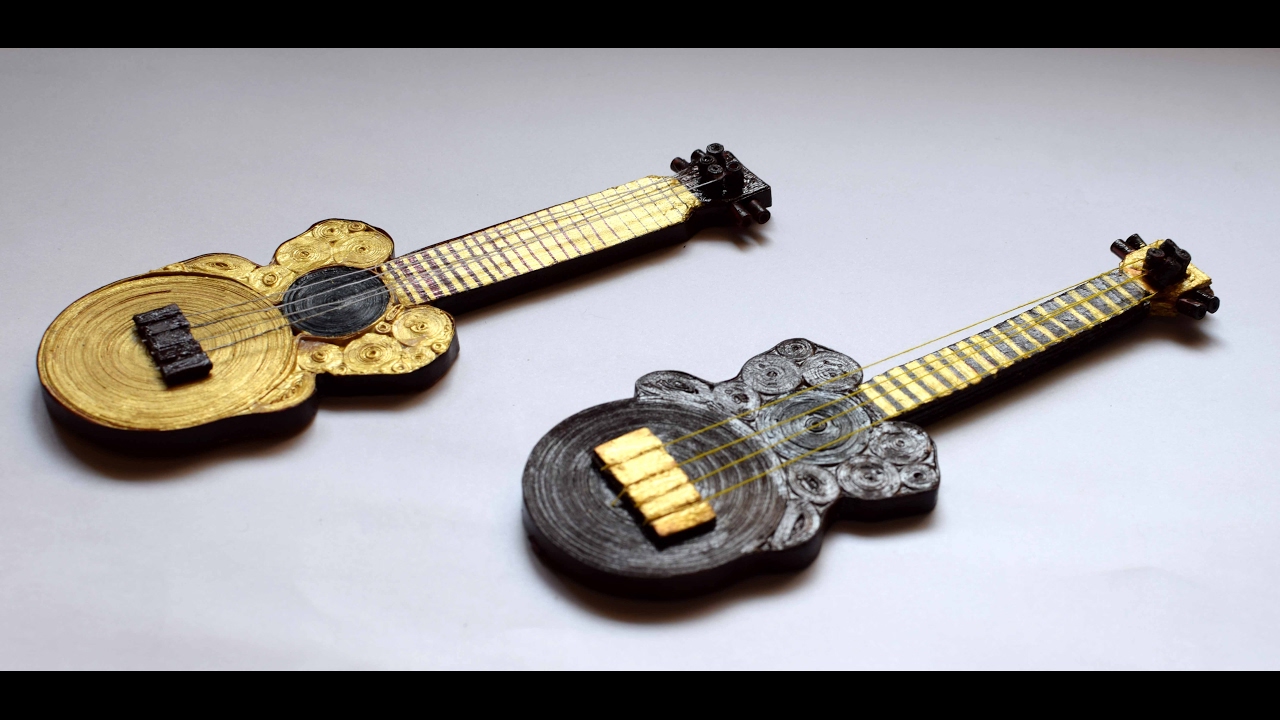 Quilled Miniature Guitar/ Quilled Guitar/ Quilled Instrument - YouTube