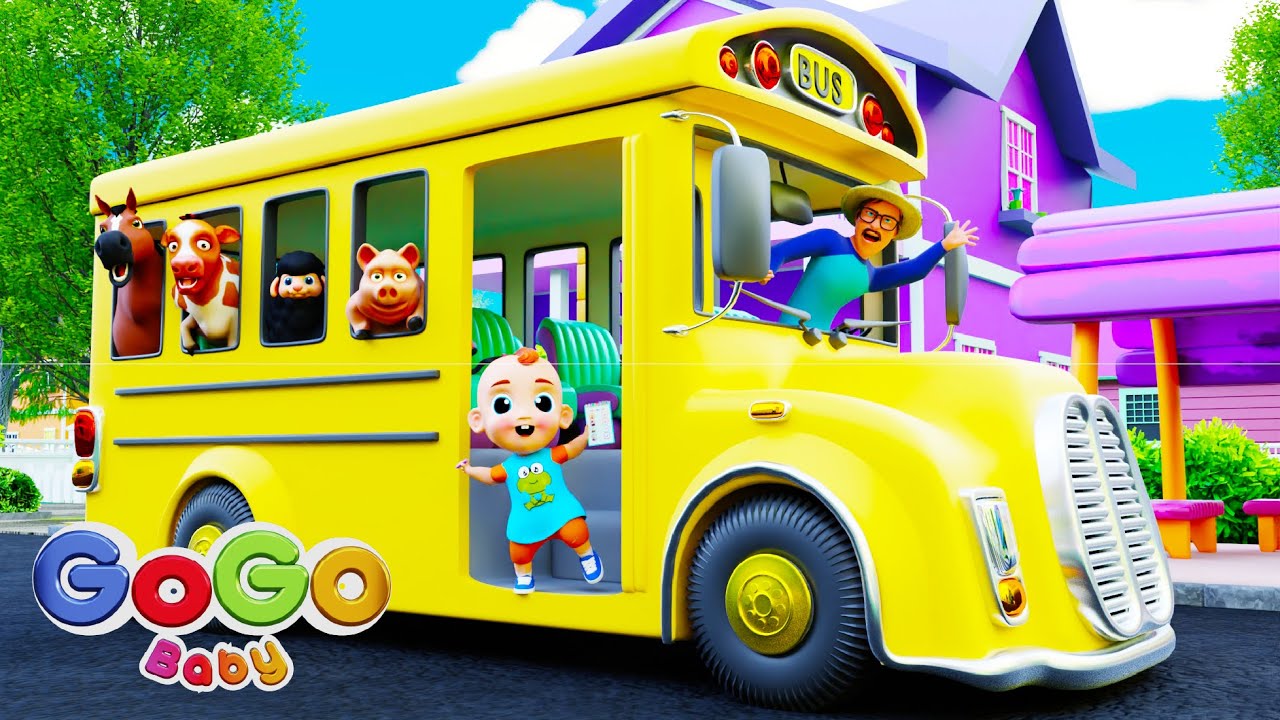 Wheels on the Bus with Animals | GoGo Baby Nursery Rhymes & Kids Songs ...