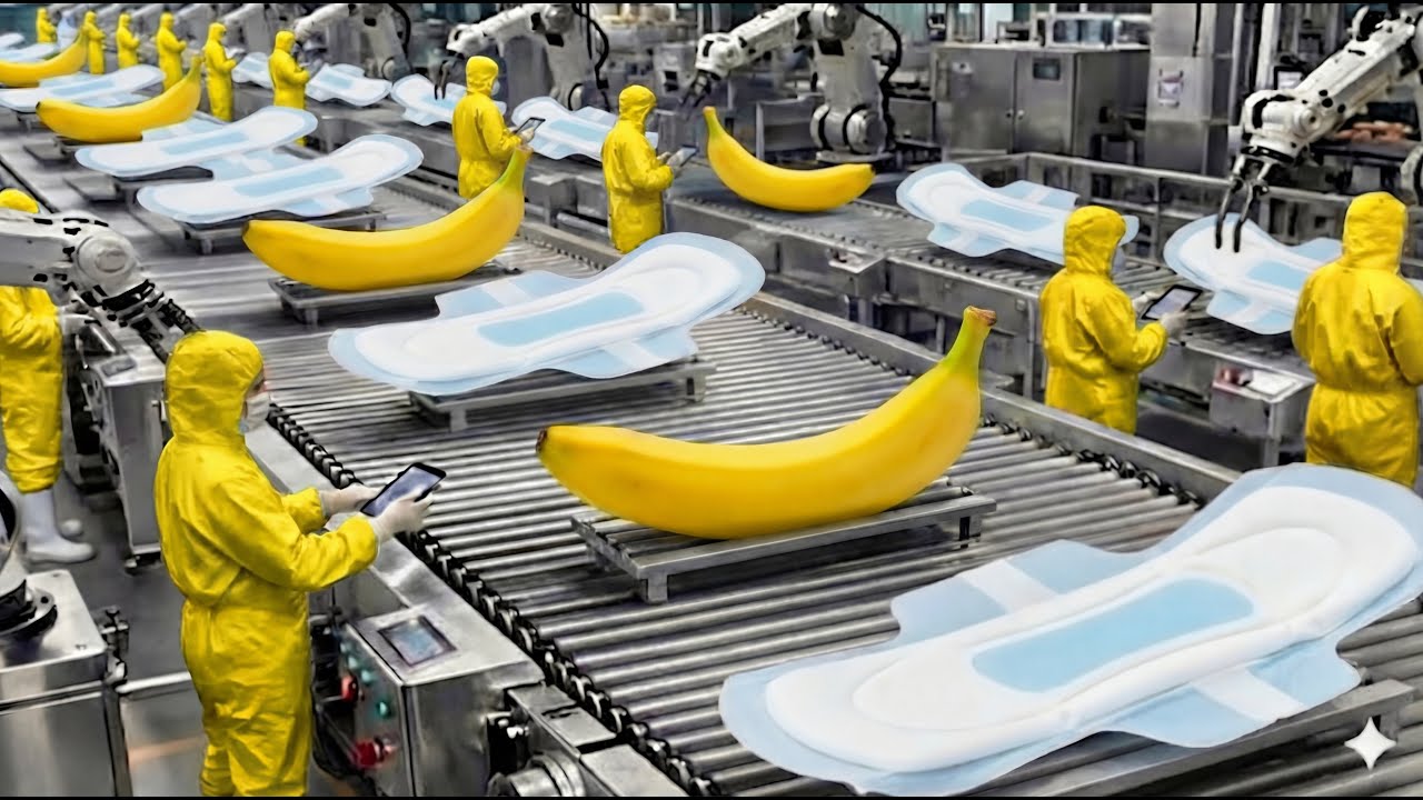 Inside The Largest Modern Banana Stem Factory & Sanitary Pad Production ...