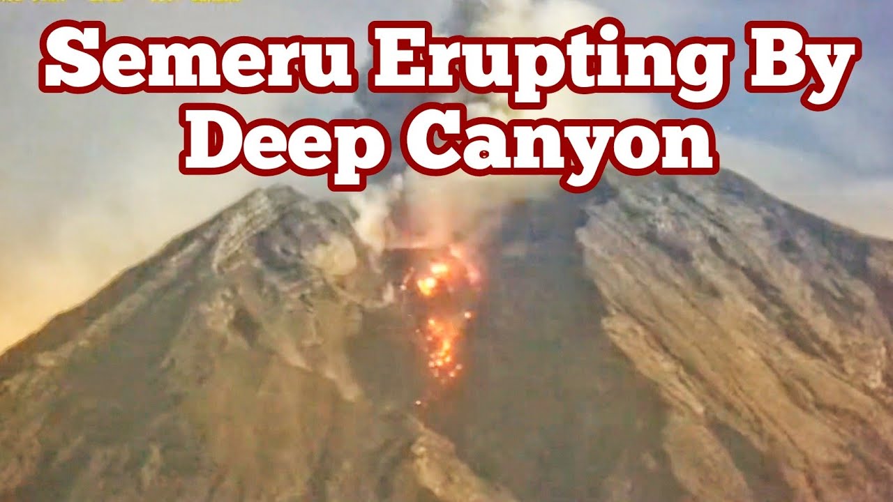 Semeru Volcano Erupting Through A Deep Canyon In Summit/ Java, Indonesia, Pacific Ring Of Fire ...