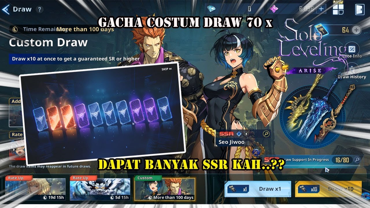 GACHA CUSTOM DRAW 70x !! HOKI KAH..?? - Solo Leveling : ARISE - YouTube