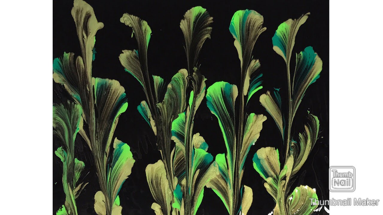 (343) Awesome Green String Pull Acrylic Pour Painting - YouTube