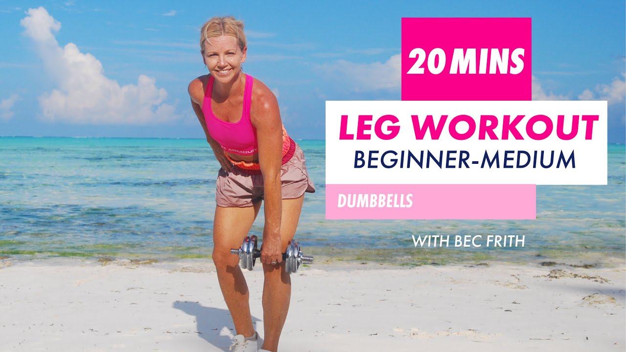 20 Min LEG Workout with BEGINNER VARIATIONS (at home or gym, dumbbells ...