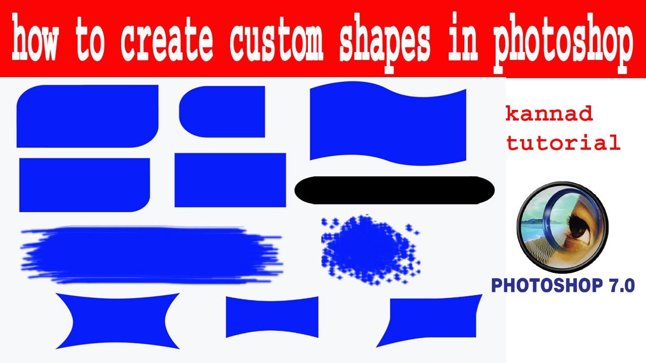 How to create custom shapes in Photoshop Kannada tutorial - YouTube