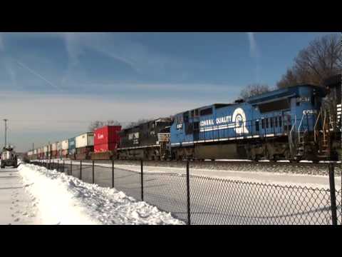 NS 9738, 8367 & 9792 Leads an Intermodal East, Ogden Dunes, IN - YouTube