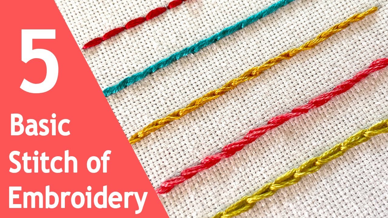 5 Basic Embroidery Stitches for Beginners | Hand Embroidery - YouTube