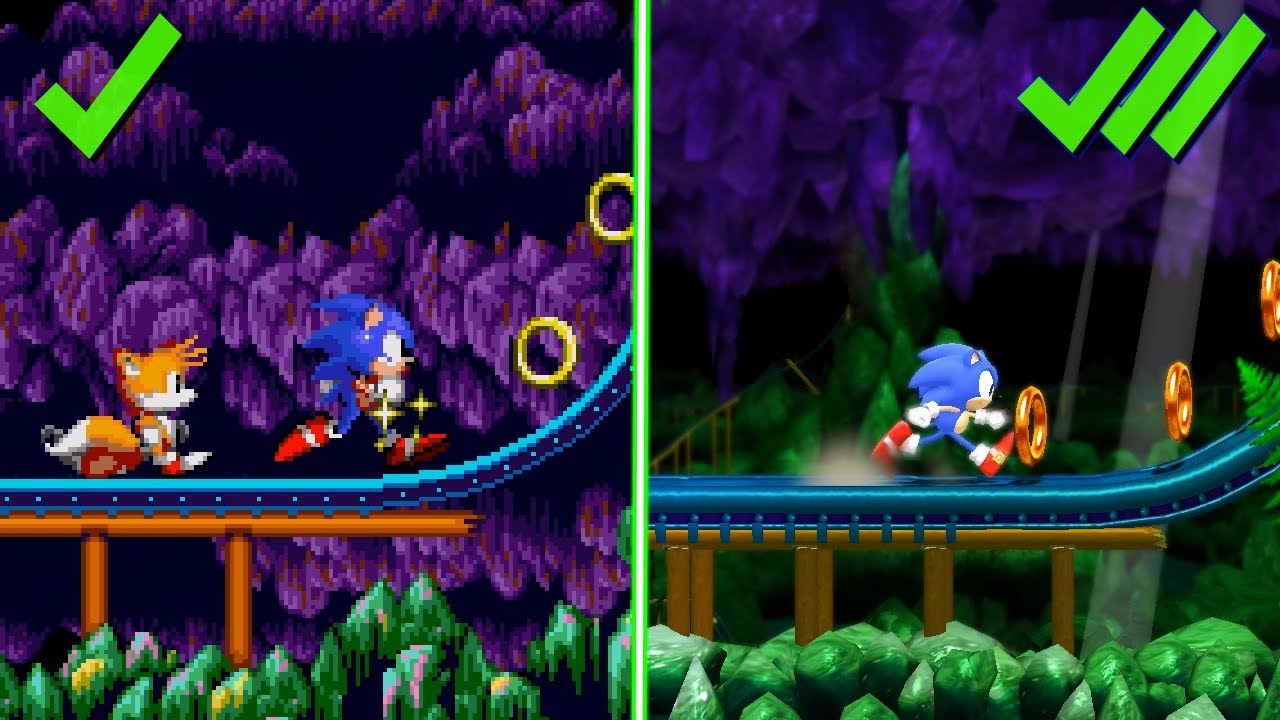 Sonic 2 & Sonic Generations mods: Mystic Cave Zone Side by Side ...