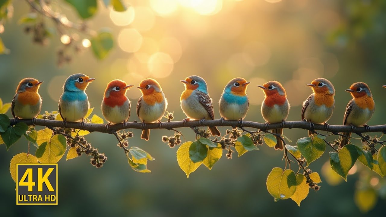 Beautiful Birds Singing with Soothing Piano Music for Relaxing Ambiance ...