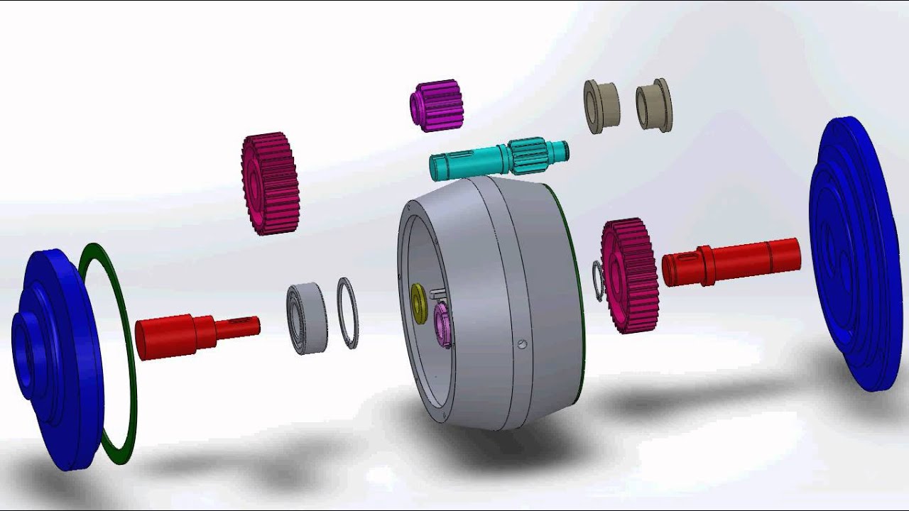 solidworks Vue éclater Moteur réducteur - YouTube