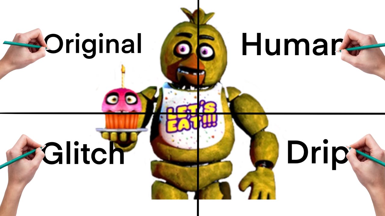 Drawing Chica fnaf in 4 different styles (Five Nights at Freddy's) # ...