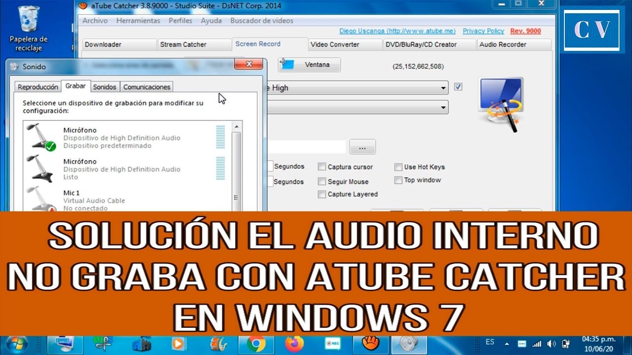 Solución el audio interno no graba con Atube catcher en windows 7 - YouTube