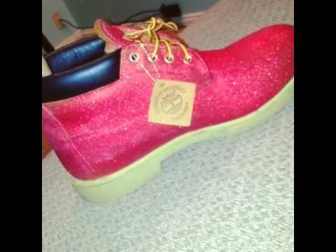 RED GLITTER TIMBERLANDS - YouTube
