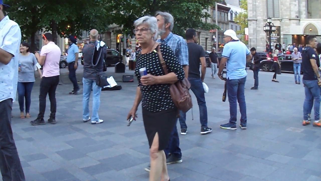 Tony listening to busker in Old Montreal, Quebec, Canada - YouTube