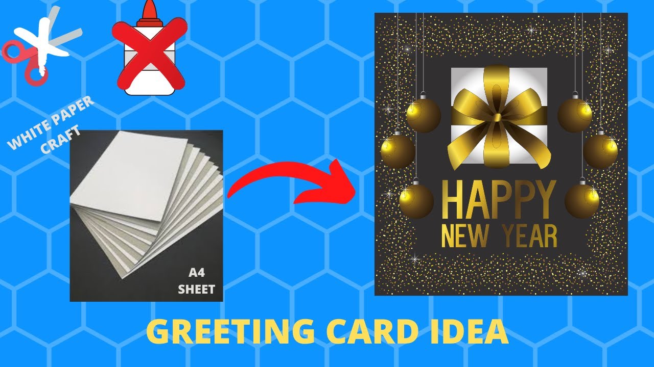 Happy New Year Greeting Card | DIY White Paper Craft || Paper Craft ...