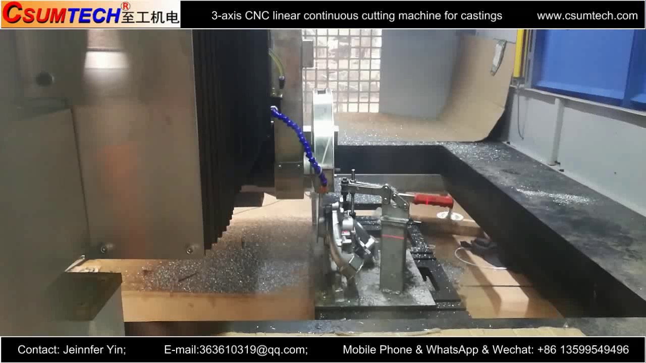 3-axis CNC linear continuous cutting machine for castings - YouTube
