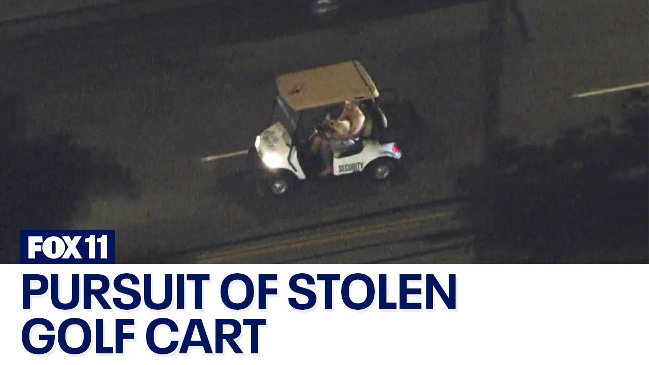 Police chase: LAPD chasing golf cart with a dog inside - YouTube