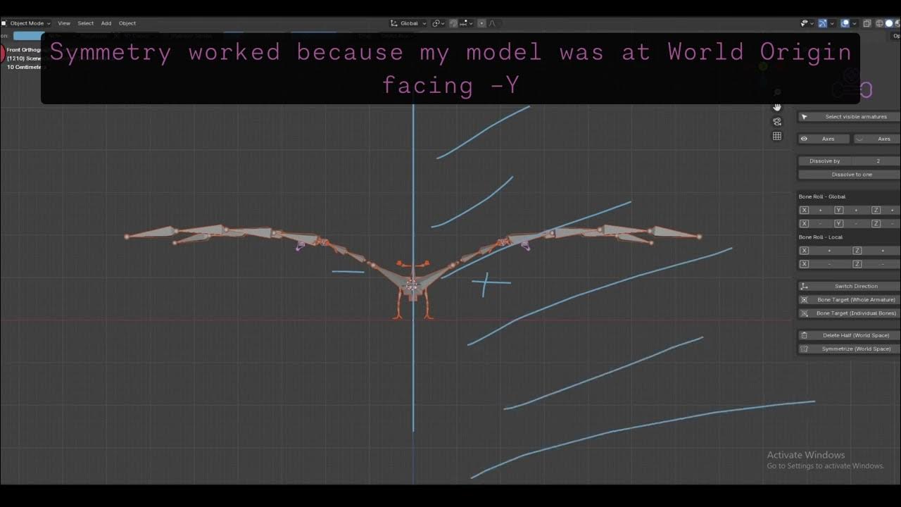 Lazy Bones (Blender addon) - Symmetrize World Space - YouTube