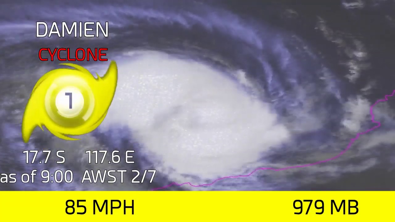 Cyclone Damien Strengthens , Set to Strike WA Coast Feb 7 09:00AWST ...