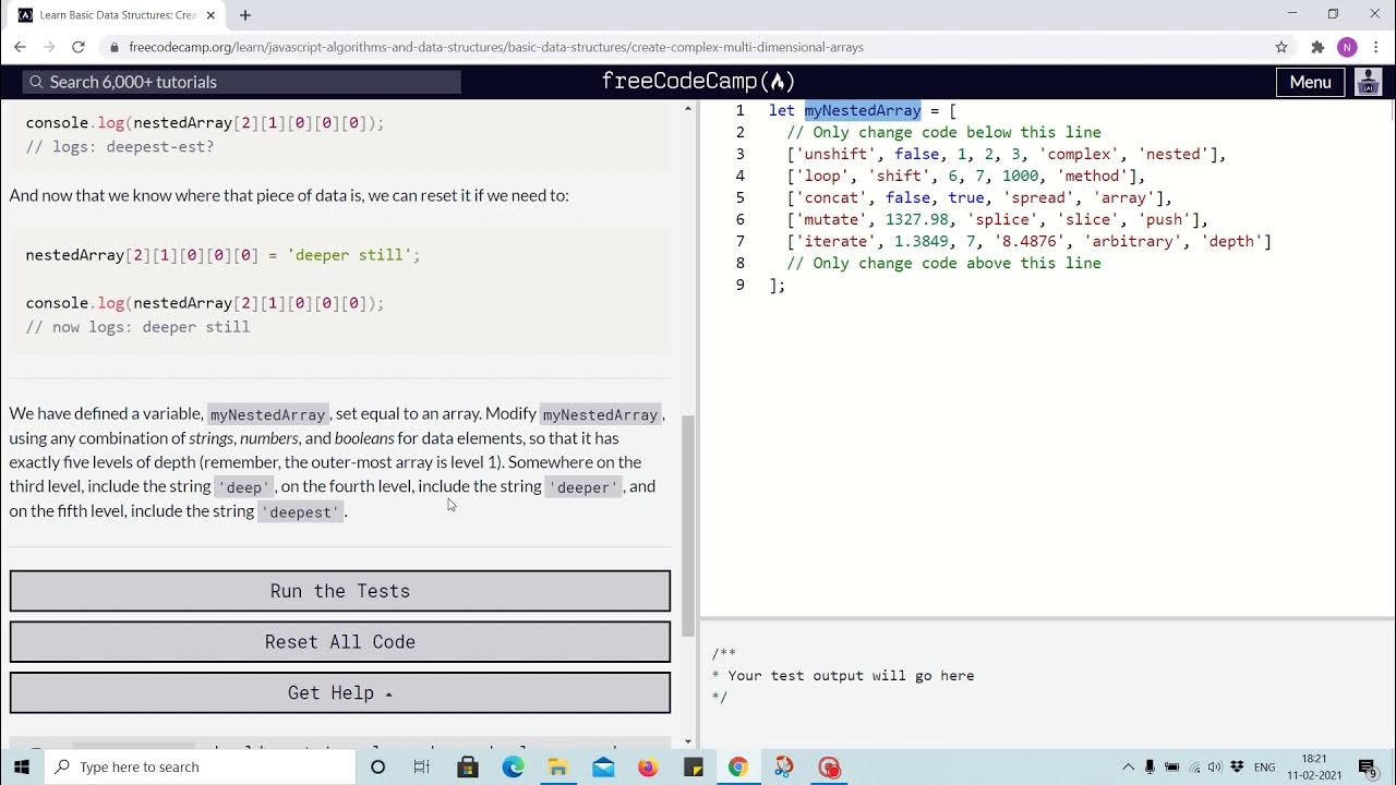 Tutorial 12 Create Complex Multi Dimensional Array Freecodecamp Youtube