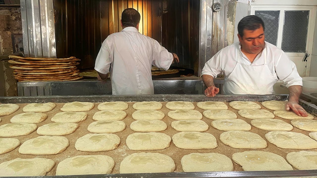 Cooking Bread|Traditional Bread of tehran, IRAN |Baking Barbari Bread ...