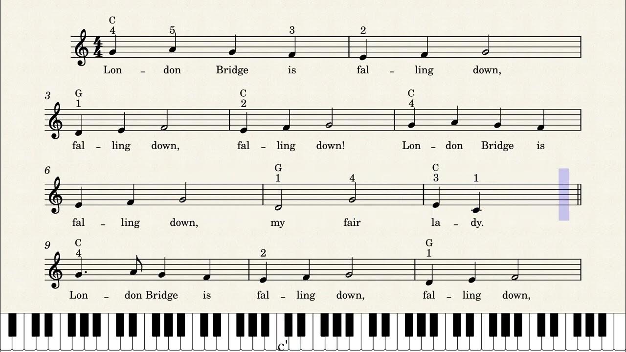 Easy Piano Tutorial: How to Play London bridge, Notes + Lyrics - YouTube