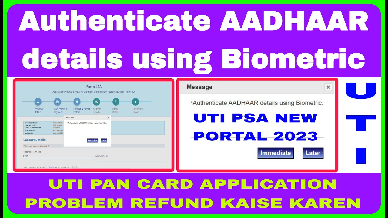 Authenticate AADHAAR details Biometrically UTI new pan apply problem ...