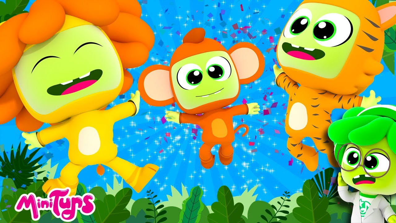 Five Little Animals Jumping on the Bed | Learn Numbers | Nursery Rhymes ...