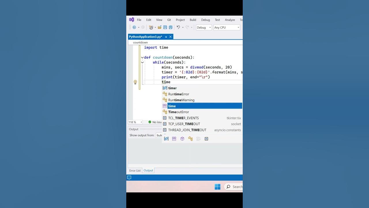 Simple Python Countdown Timer Coding Moding Codingforbegginers Pythonshortsprogramming