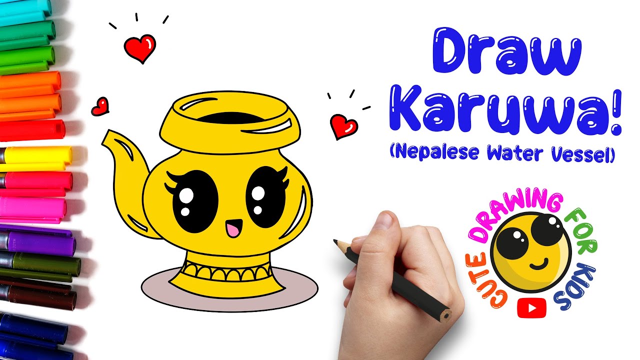 How to draw Karuwa (Traditional Nepalese Water Vessel) | Easy to follow ...