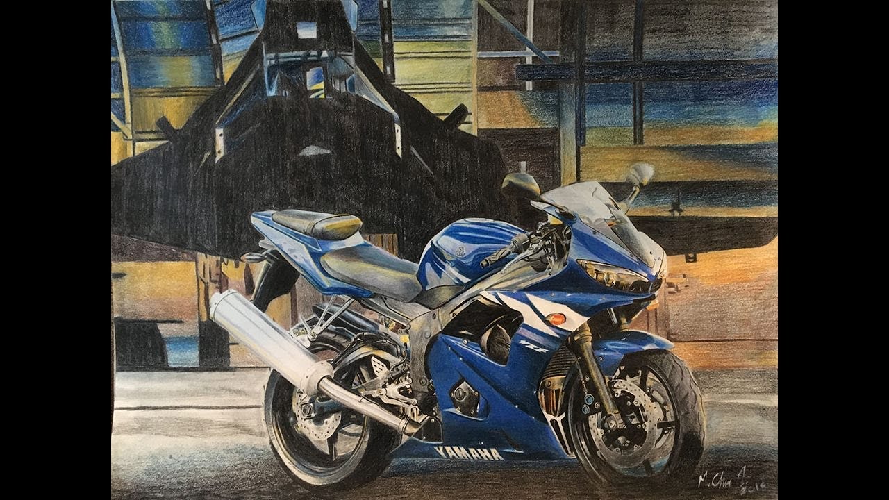 Yamaha R6 - Timelapse drawing - YouTube