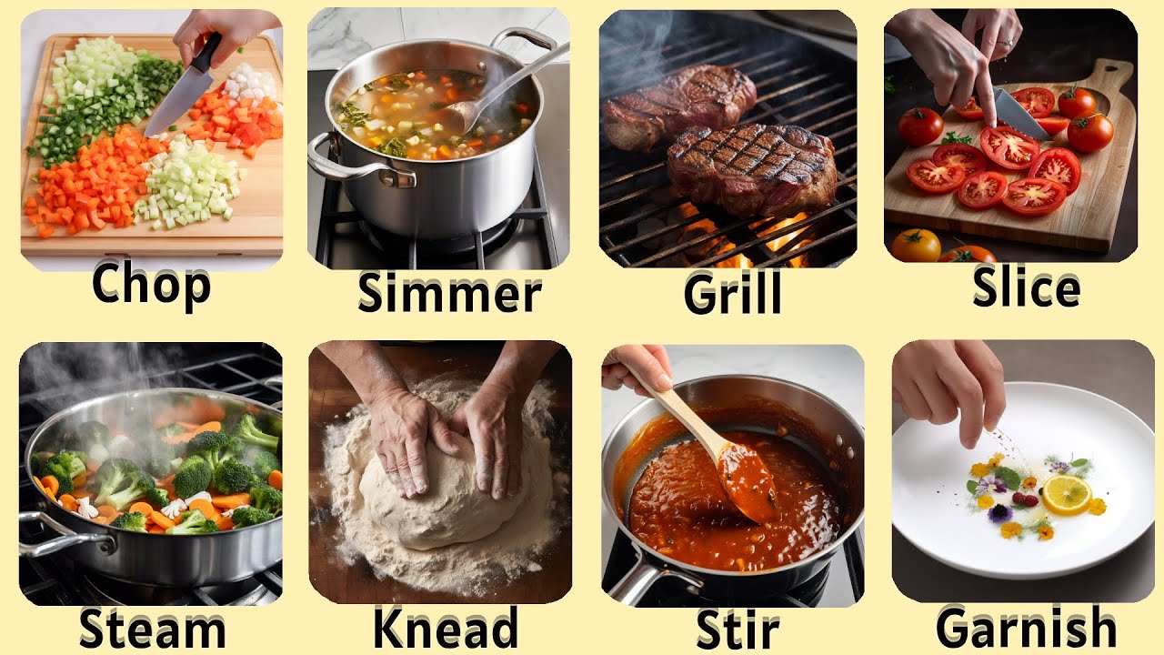 20+ Cooking Verbs with sentences | Cooking Vocabulary - YouTube