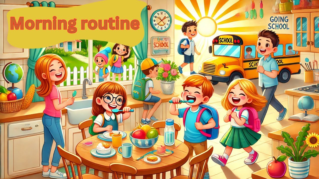 Morning routine song for kids | Happy morning song | Happy to go to ...