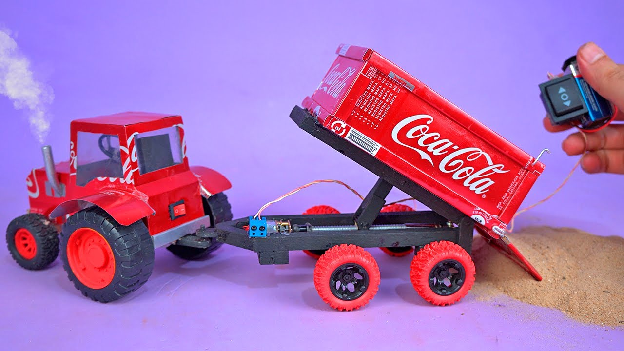 Amazing Mini TIPPER TRAILER FOR TRACTOR made with Soda Cans - YouTube