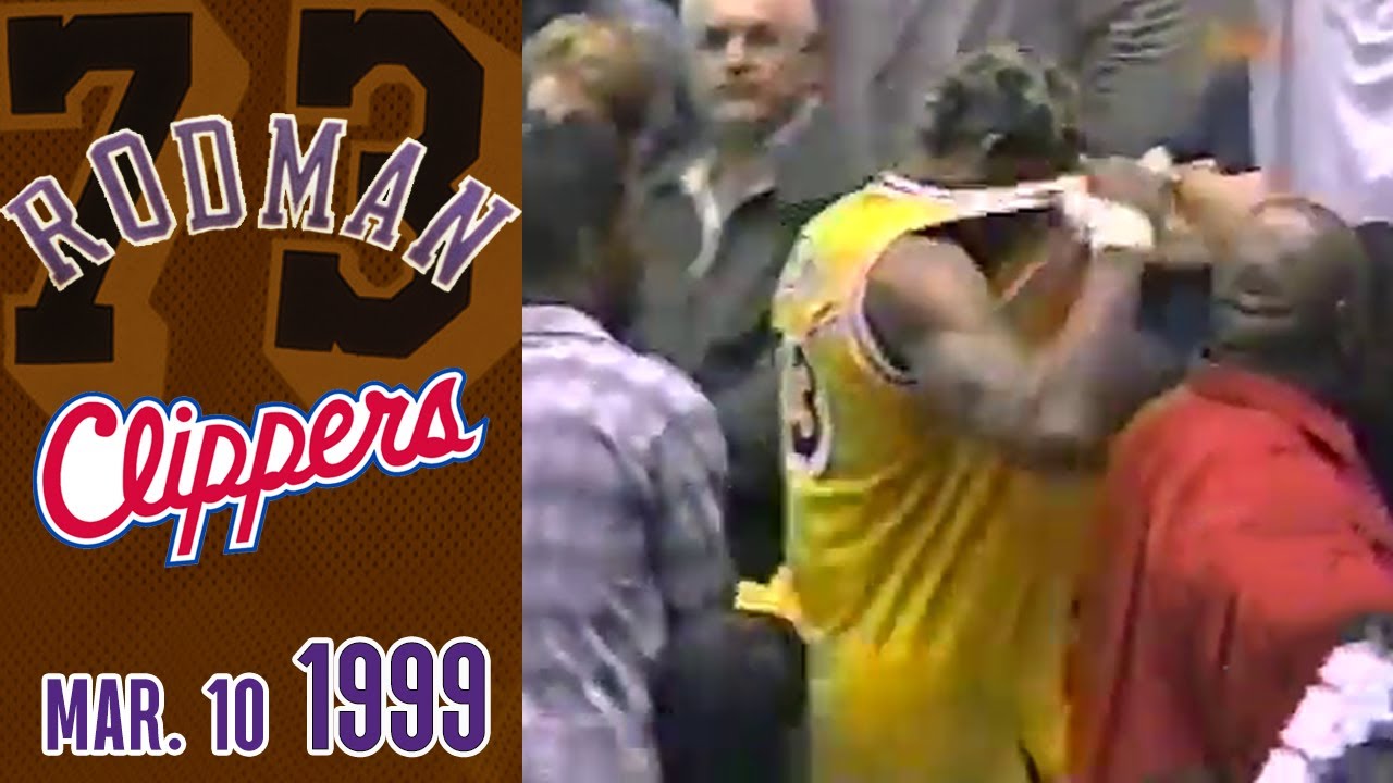 Dennis Rodman Ejected While on the Bench - YouTube