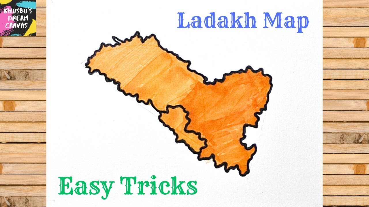Ladakh Map Drawing | Easy Step-by-Step Sketch | How to Draw Ladakh Map ...