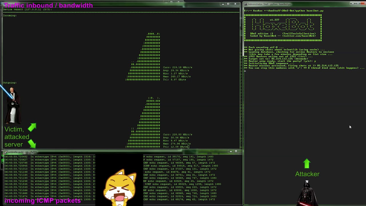 ICMP-Flood DDoS example with army of ~2000 Routers - (read info section ...