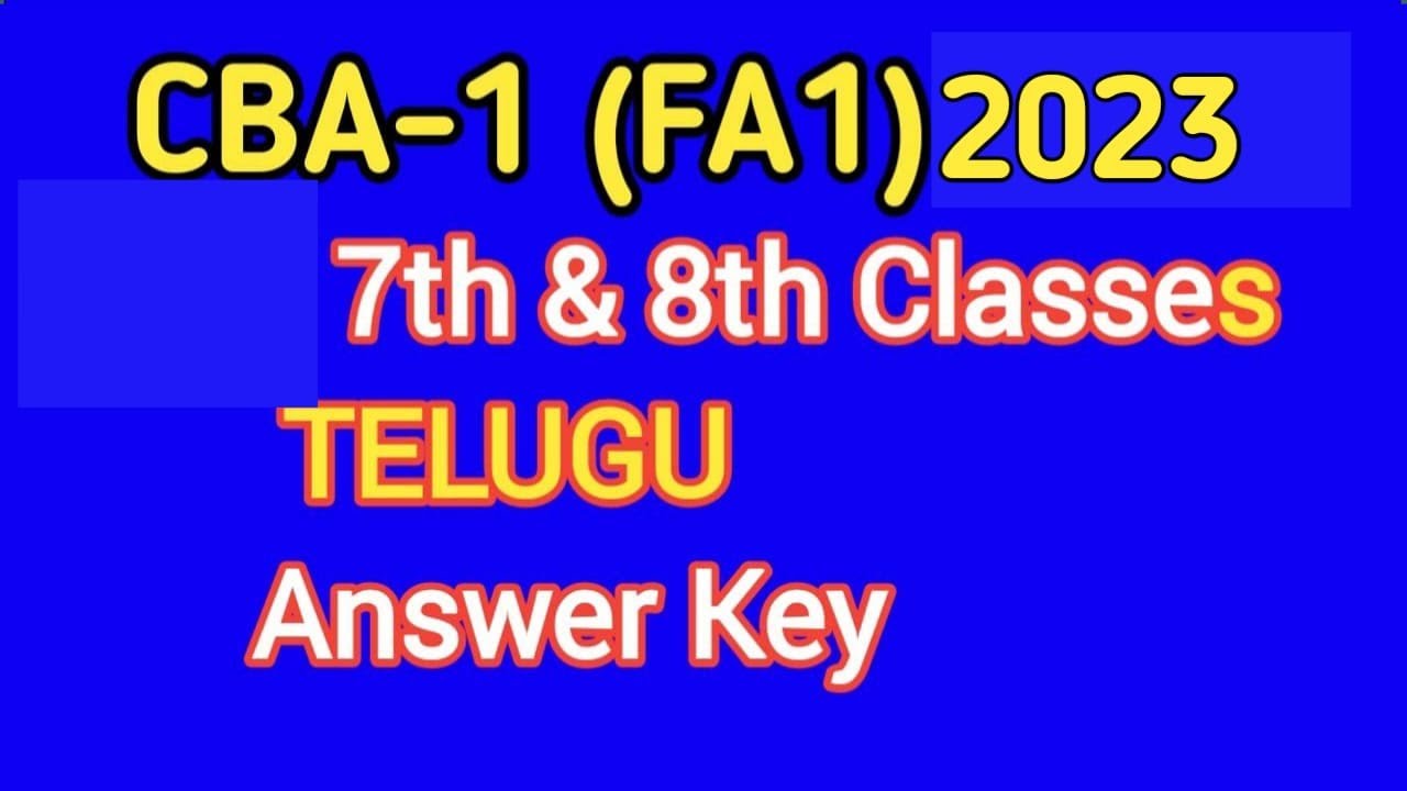CBA(FA-1) 2023 7th & 8th TELUGU Exam Key paper. - YouTube