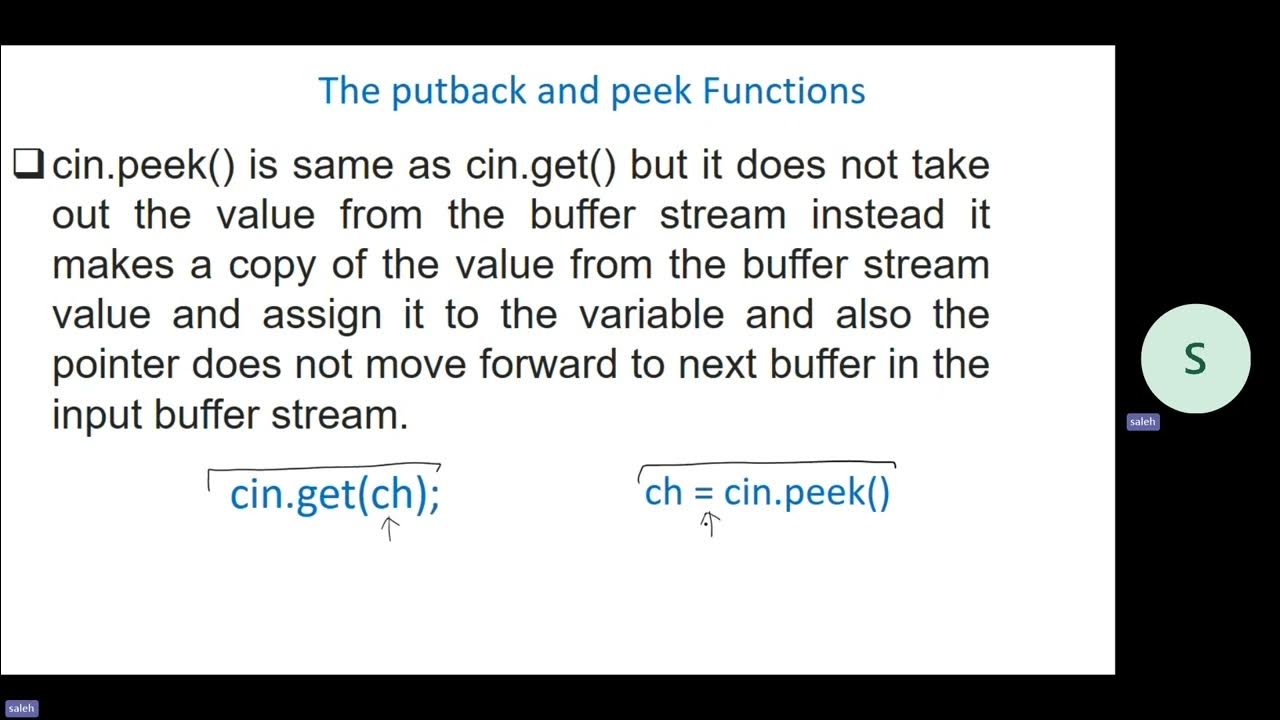 C++ P14 The putback and peek Functions الجزء 14 دالتي التراجع والنظرة الخاطفة - YouTube