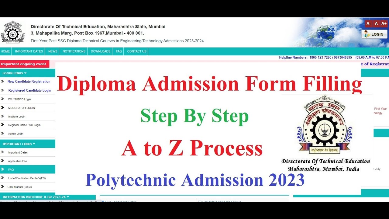 Diploma Admission Online Form Filling II Polytechnic Admission Form ...