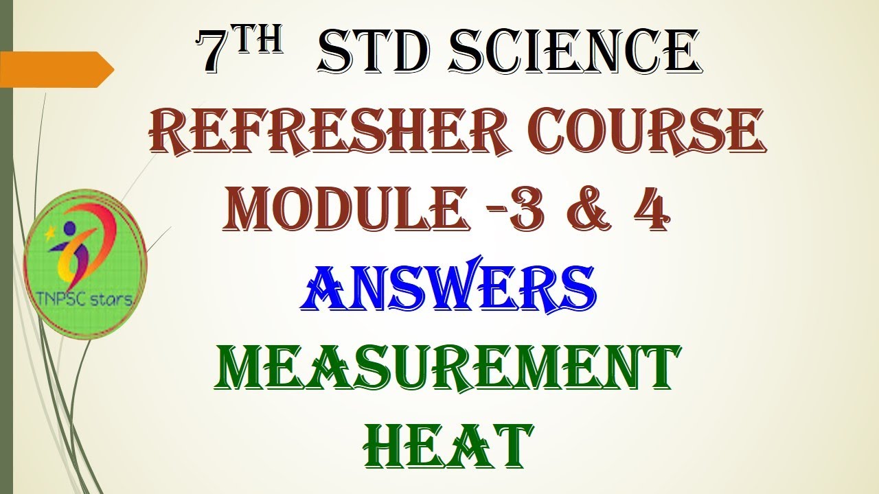7th std science refresher course module 3 and 4 Answers |Measurement ...