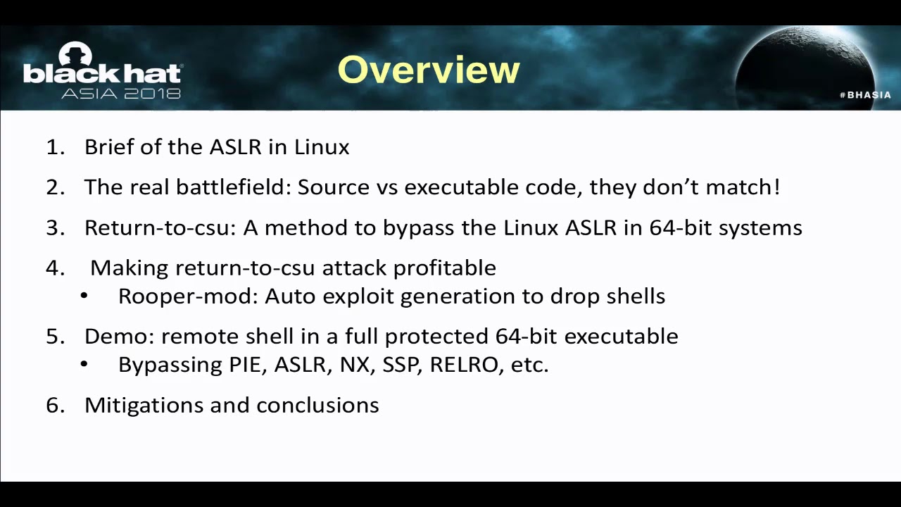 return-to-csu: A New Method to Bypass 64-bit Linux ASLR - YouTube