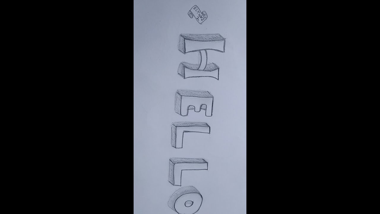 How to draw a word(3D)HELLO//رسم كلمه - YouTube